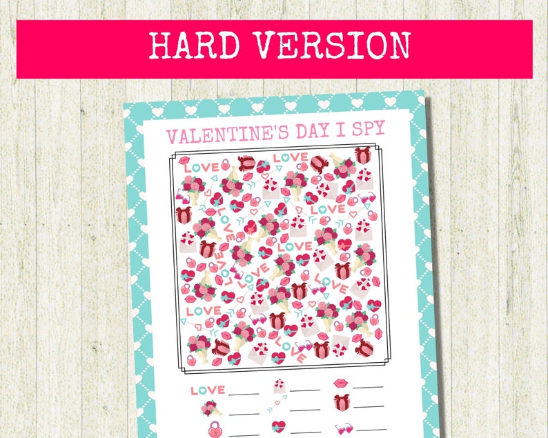 Valentine's Day I SPY, I Spy Game, Printable Valentine's Day Game, Last ...