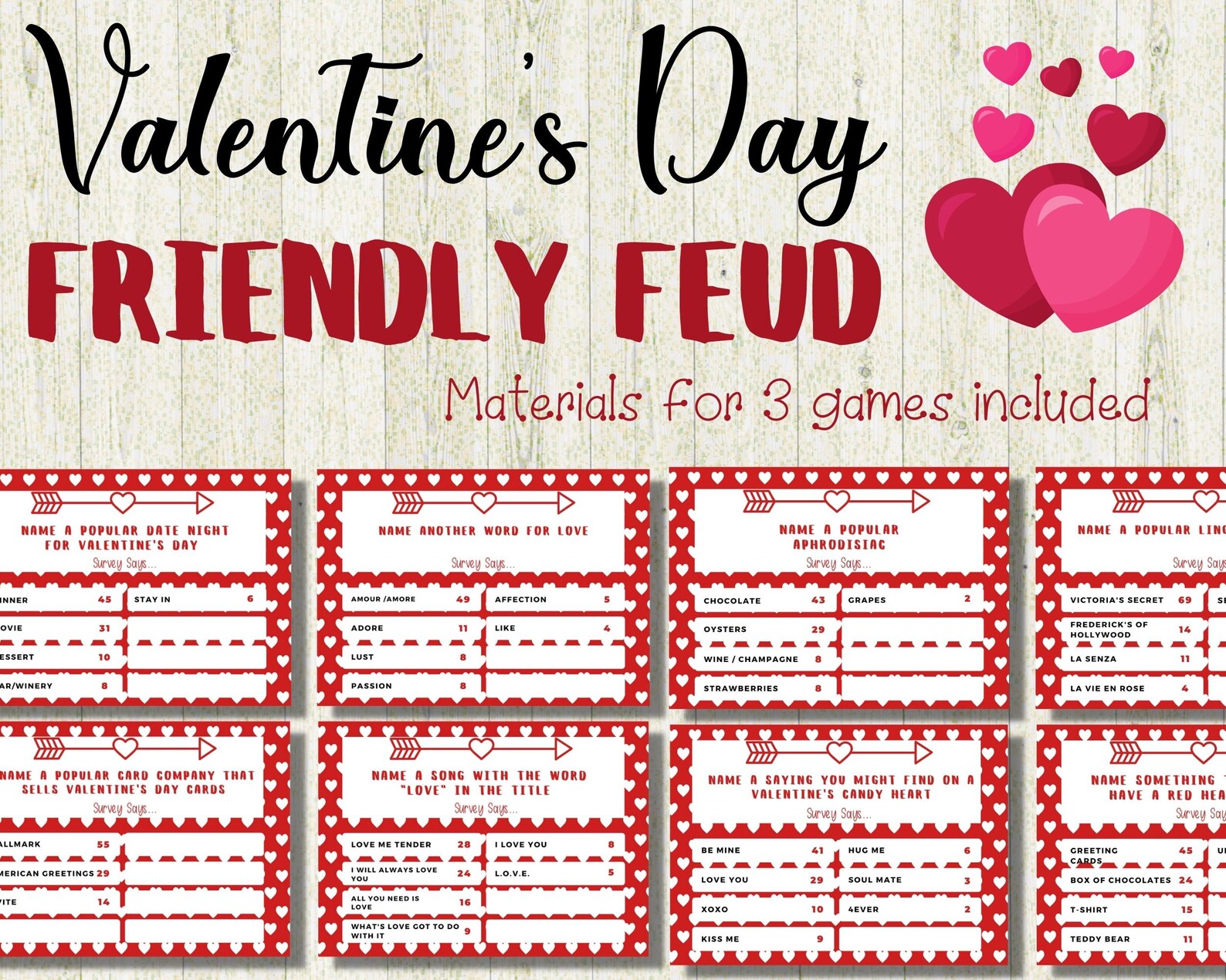 Valentines Day Friendly Feud Game, Family Feud Quiz, Valentine Family ...