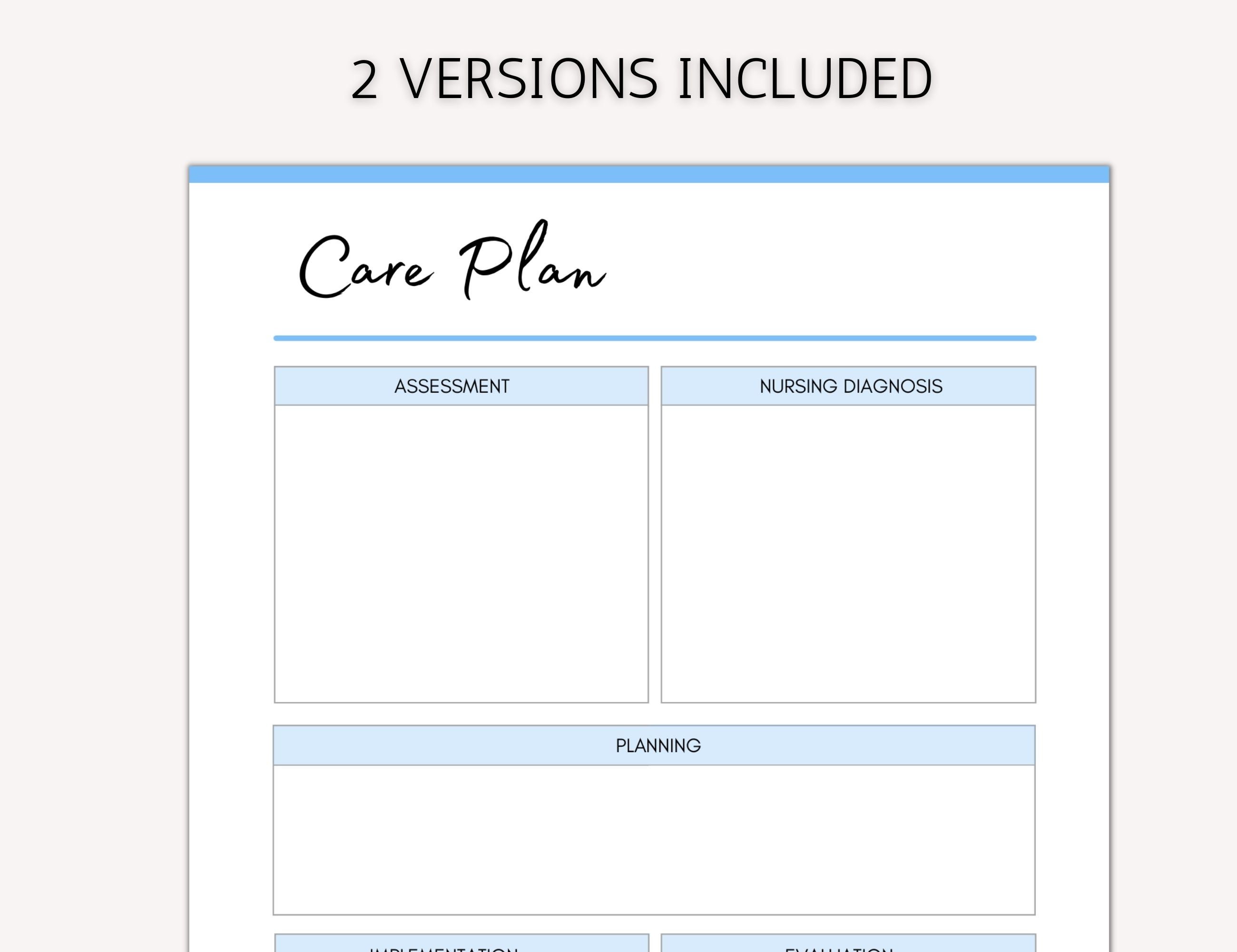 Printable Nursing Care Plan Student Nurse Templates Study - Etsy