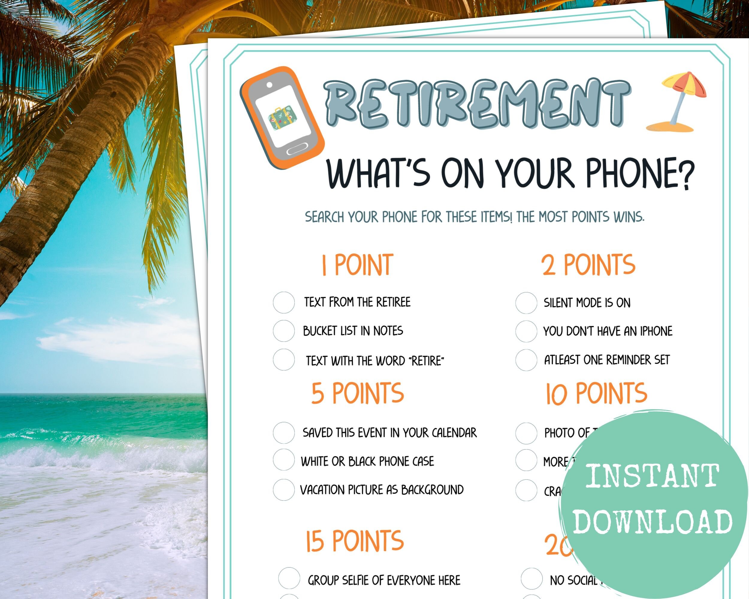 Retirement What's on Your Phone Game, Fun Retirement Party Games ...