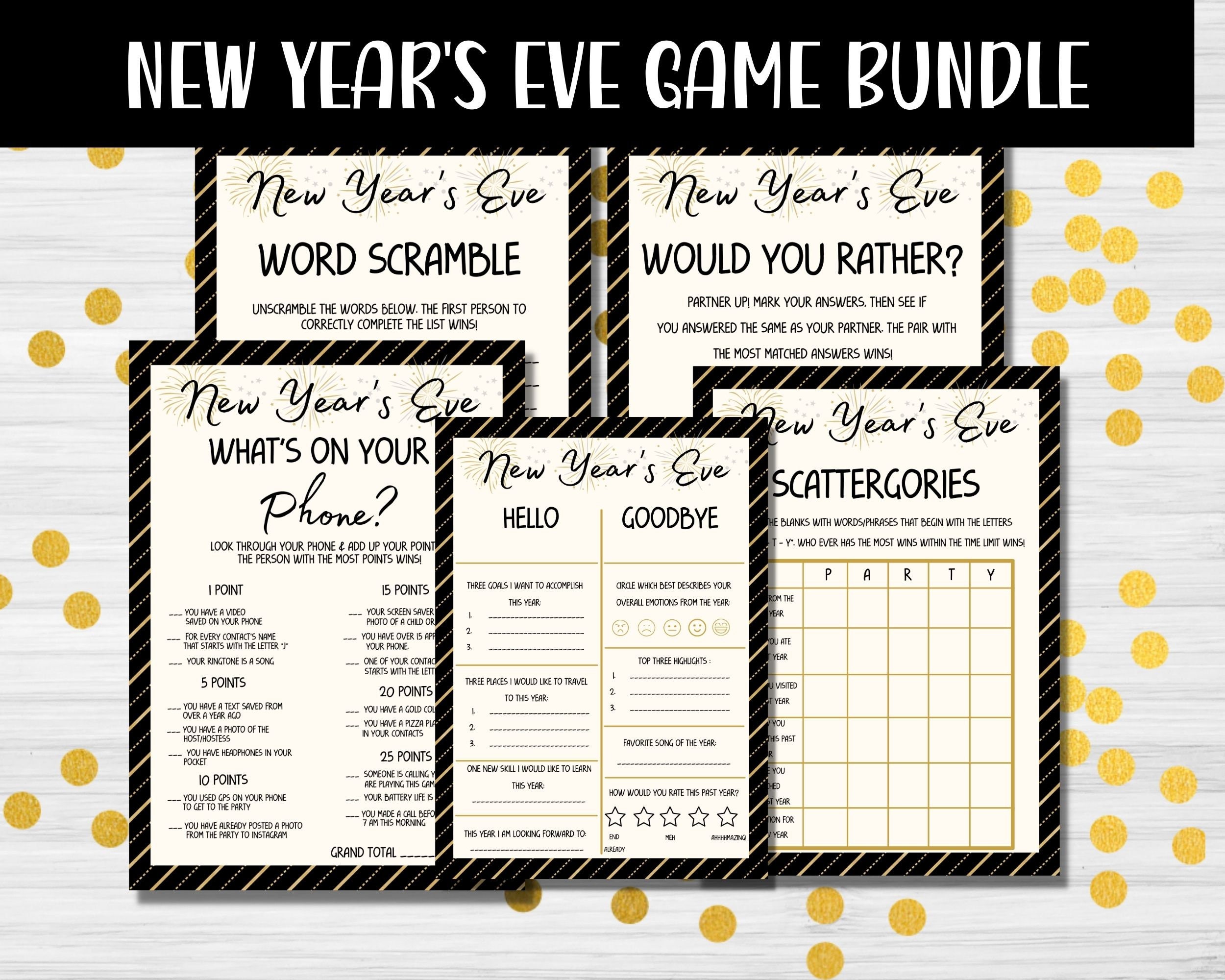 New Years Eve Party Games New Year Game Bundle New - Etsy