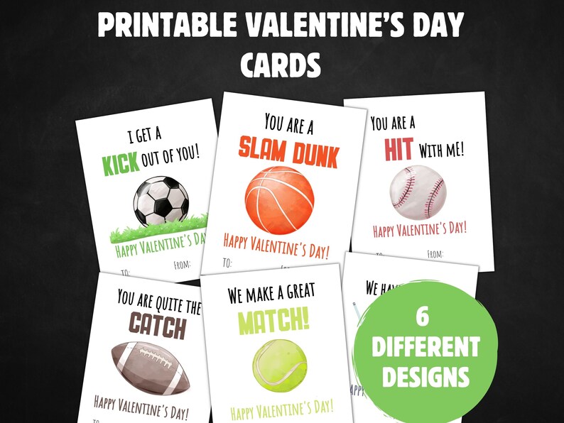 Printable Sports Valentine's Day Cards, Valentines Card for Kids ...