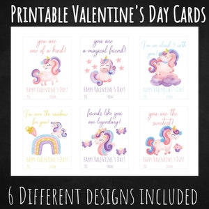 Printable Unicorn Valentine's Day Cards, Valentines Card for Kids ...