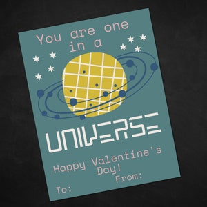 Printable Space Valentine's Day Cards, Valentines Card for Kids, Outer ...