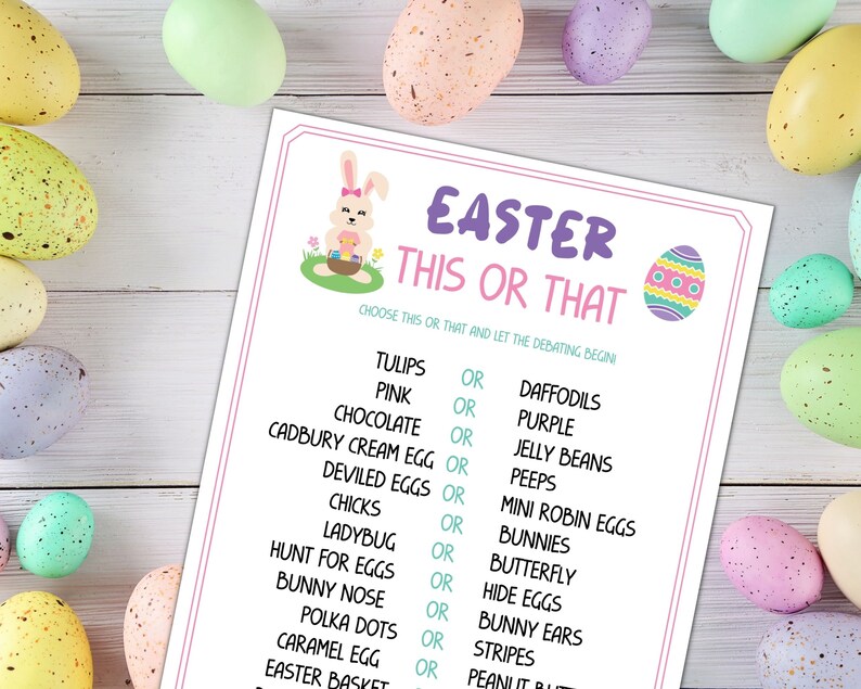 Easter This or That Game, Would You Rather, Fun Easter Game, Easter ...