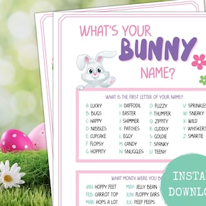 Easter What's Your Bunny Name Game, Printable Easter Party Games, Fun ...