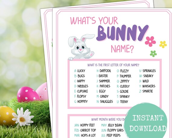 Easter What's Your Bunny Name Game Printable Easter Party - Etsy