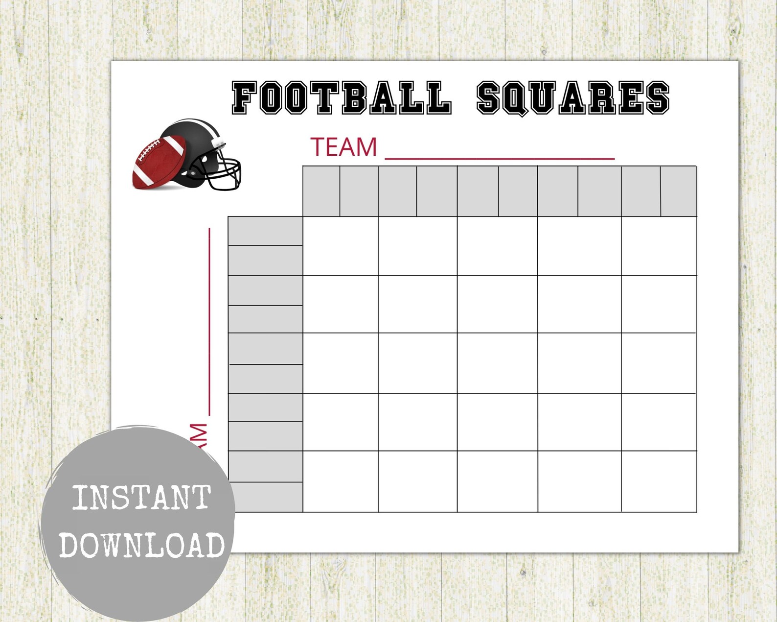 Football Squares Game 25 Squares Football Squares Bowl Etsy