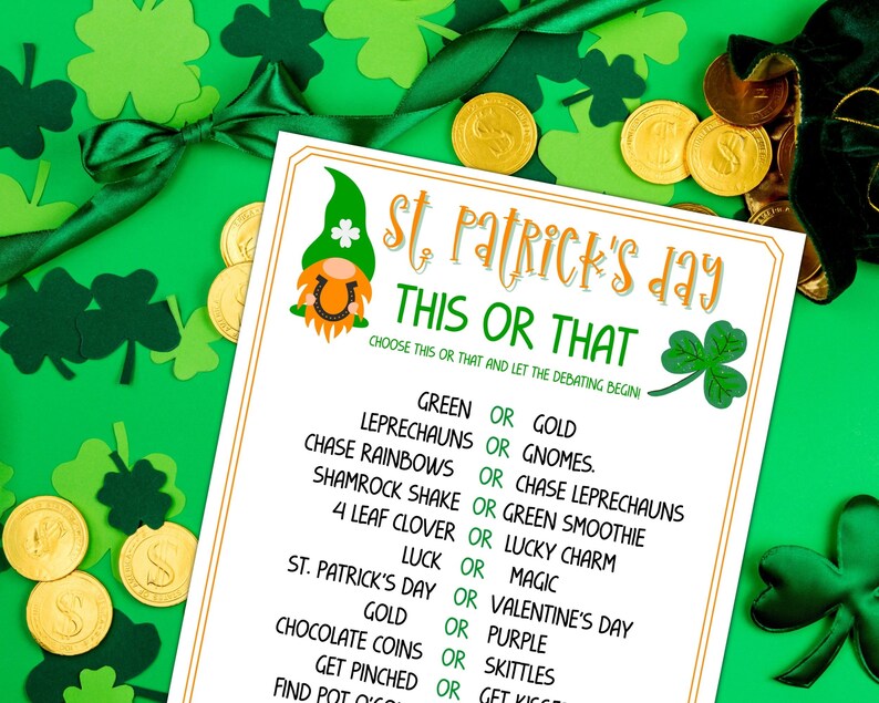 St. Patrick's Day This or That Game, Would You Rather, Fun St. Pattys ...