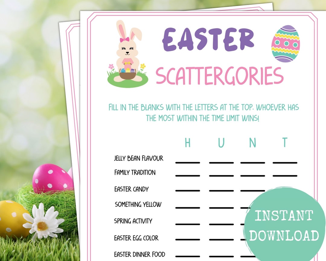 Easter Scattergories Game, Easter Themed Party, Printable Easter Games ...