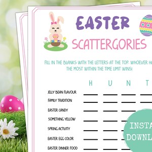 Easter Scattergories Game, Easter Themed Party, Printable Easter Games ...