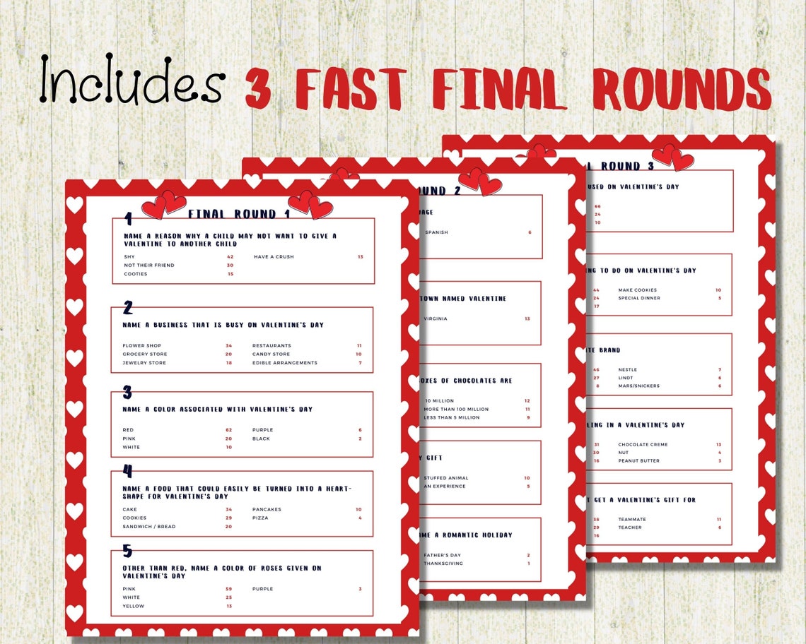 Valentines Day Friendly Feud Game, Family Feud Quiz, Valentine Family ...