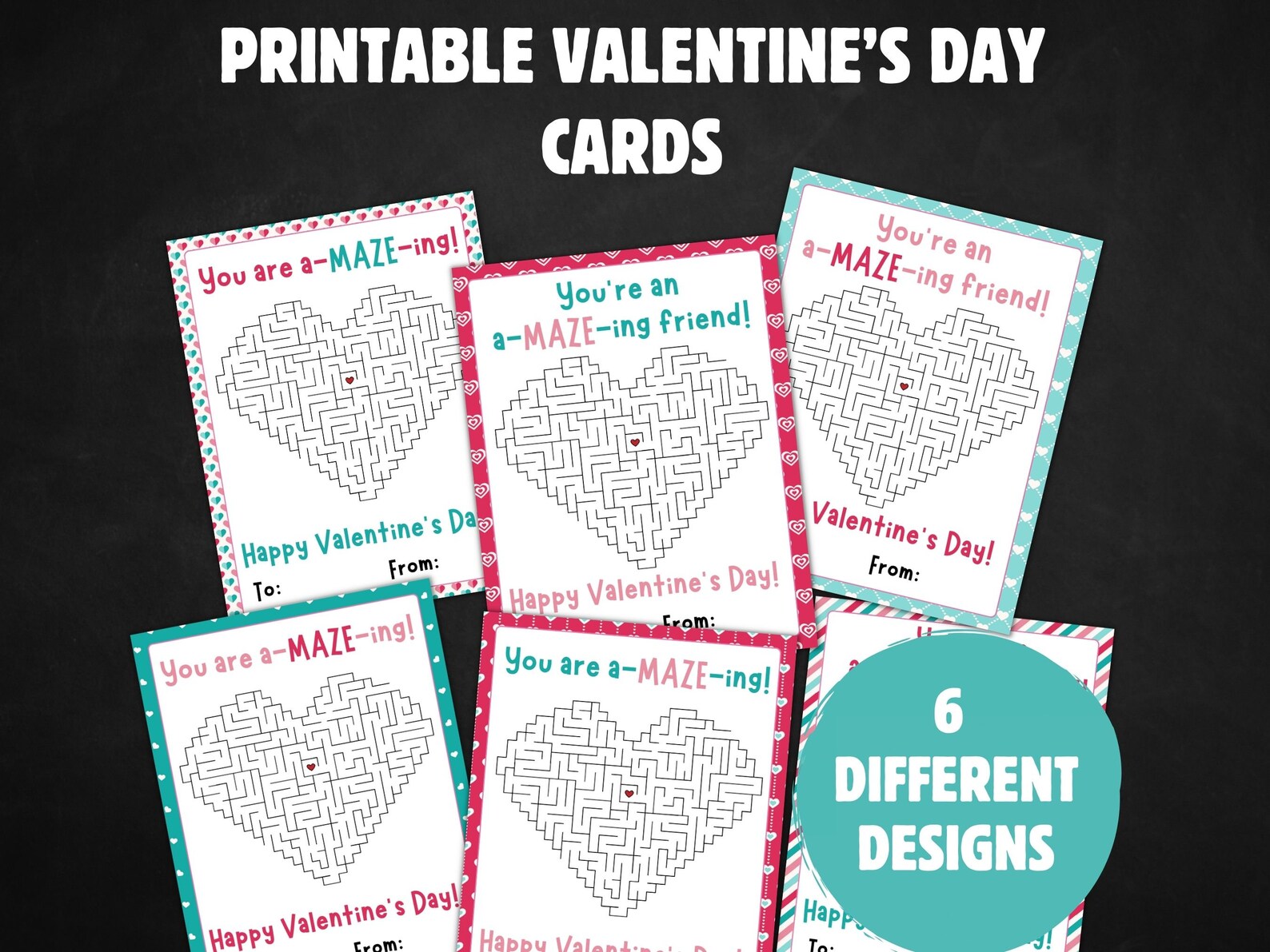 Printable Maze Valentine's Day Cards, Valentines Card for Kids, Maze ...