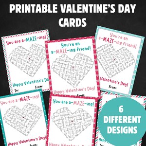 Printable Maze Valentine's Day Cards, Valentines Card for Kids, Maze ...