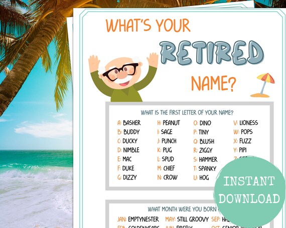 Retirement What's Your Retired Name Game Fun Retirement - Etsy