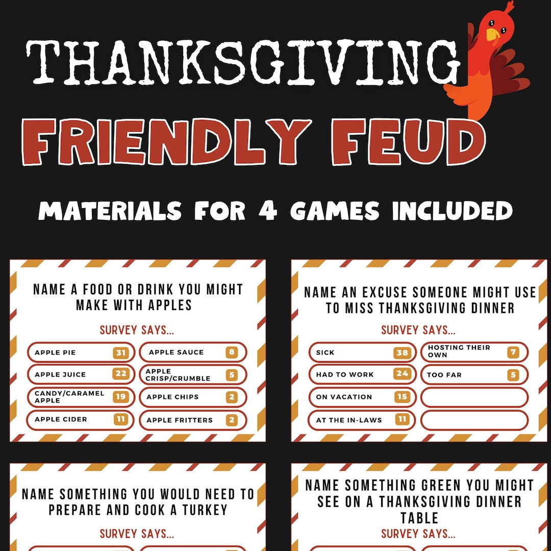 Thanksgiving Friendly Feud Game, Family Feud Quiz, Thanksgiving Family ...