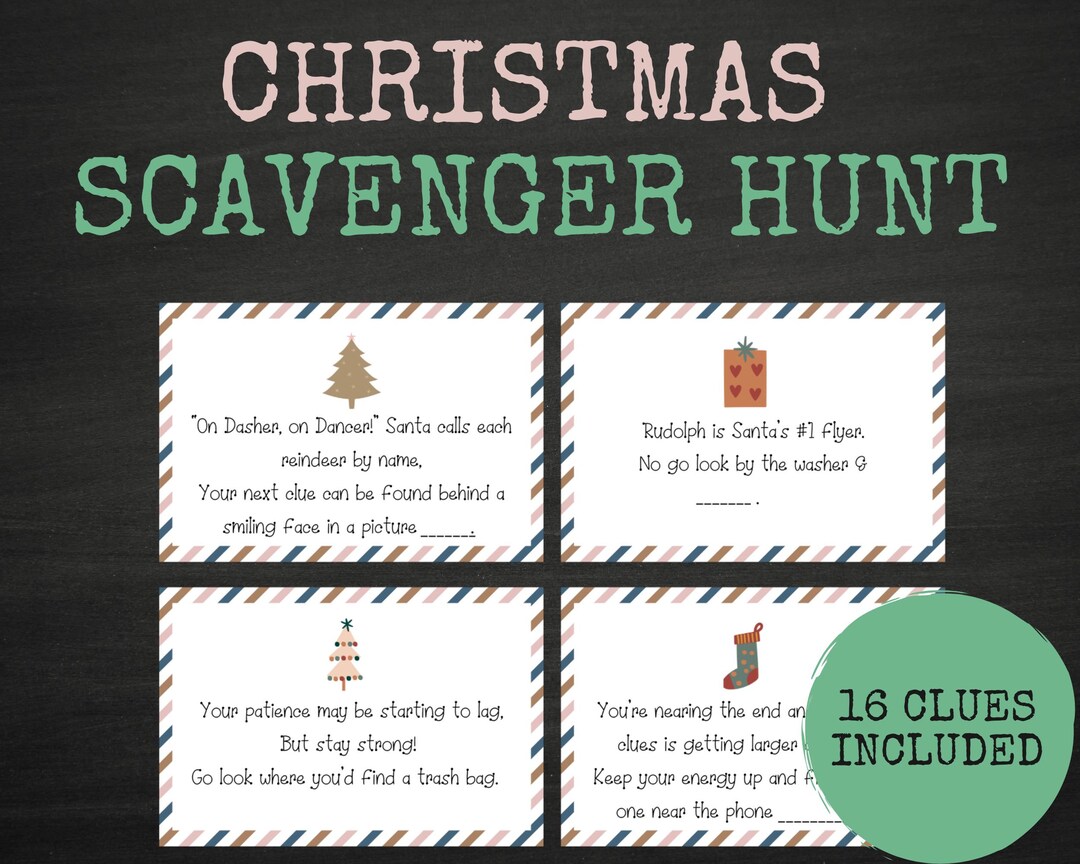 Christmas Scavenger Hunt, Christmas Day Family Fun, Holiday Family Game ...