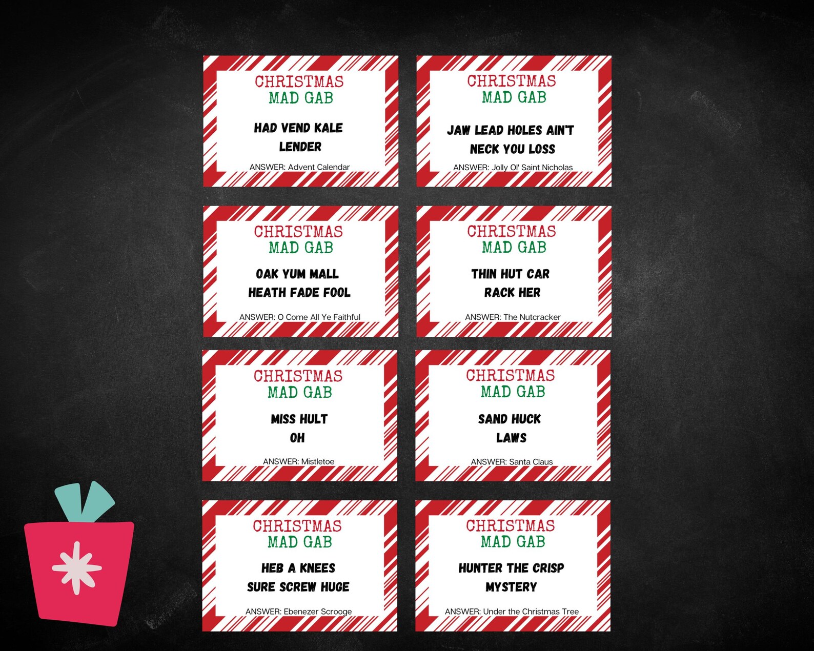 Christmas Mad Gab, Christmas Day Family Game, Holiday Family Game ...