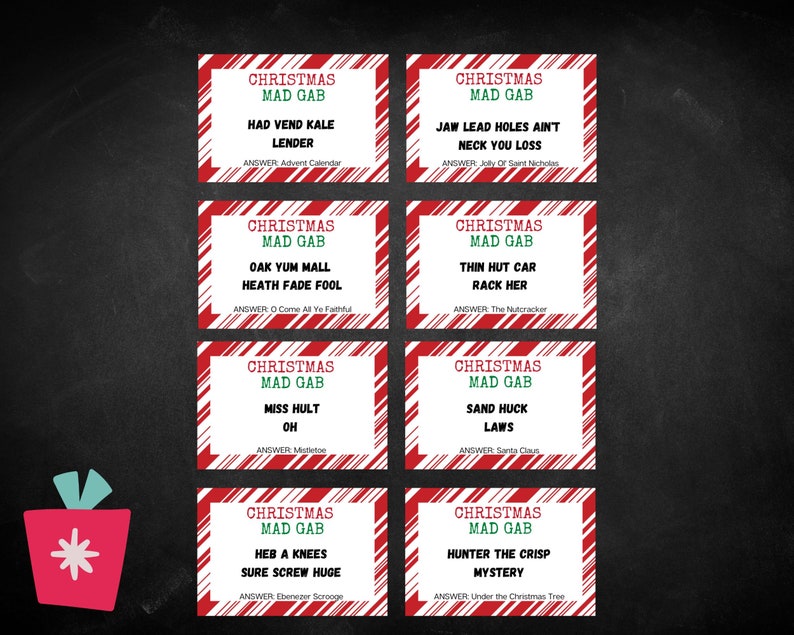 Christmas Mad Gab, Christmas Day Family Game, Holiday Family Game ...