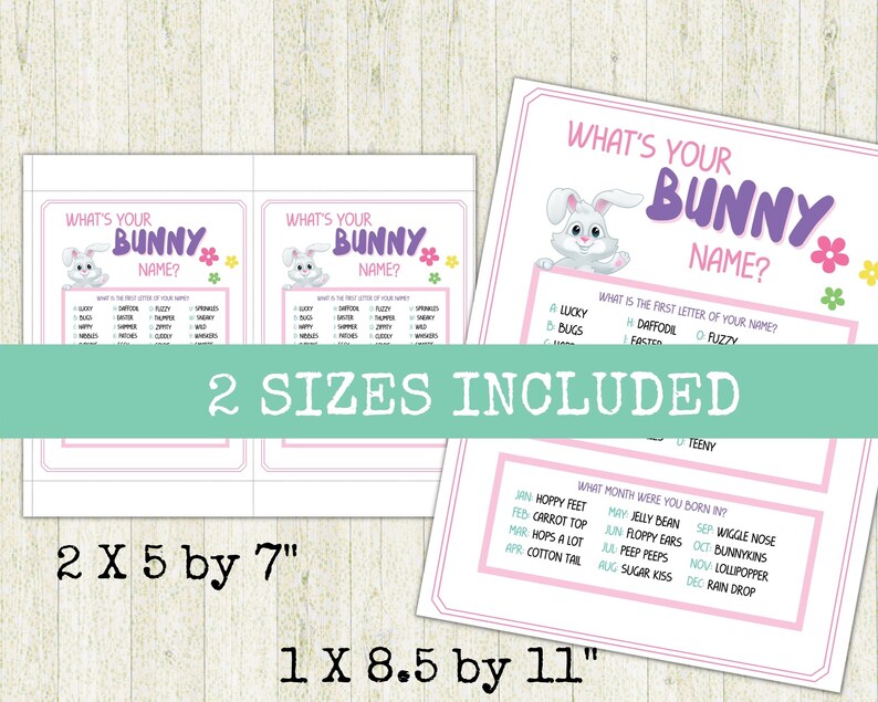 Easter What's Your Bunny Name Game, Printable Easter Party Games, Fun ...