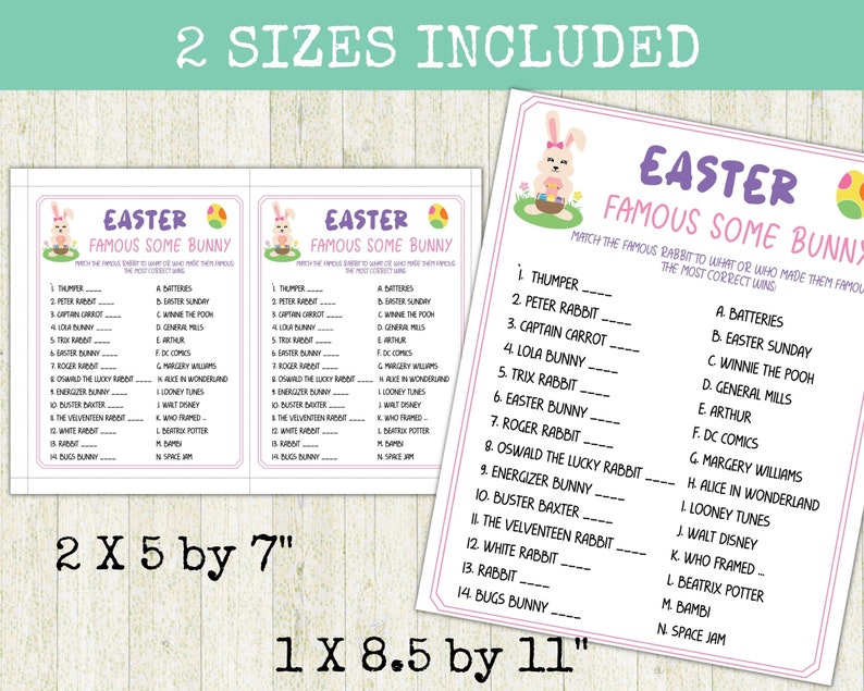 Easter Famous Some Bunny Game, Printable Easter Party Games, Fun Easter ...