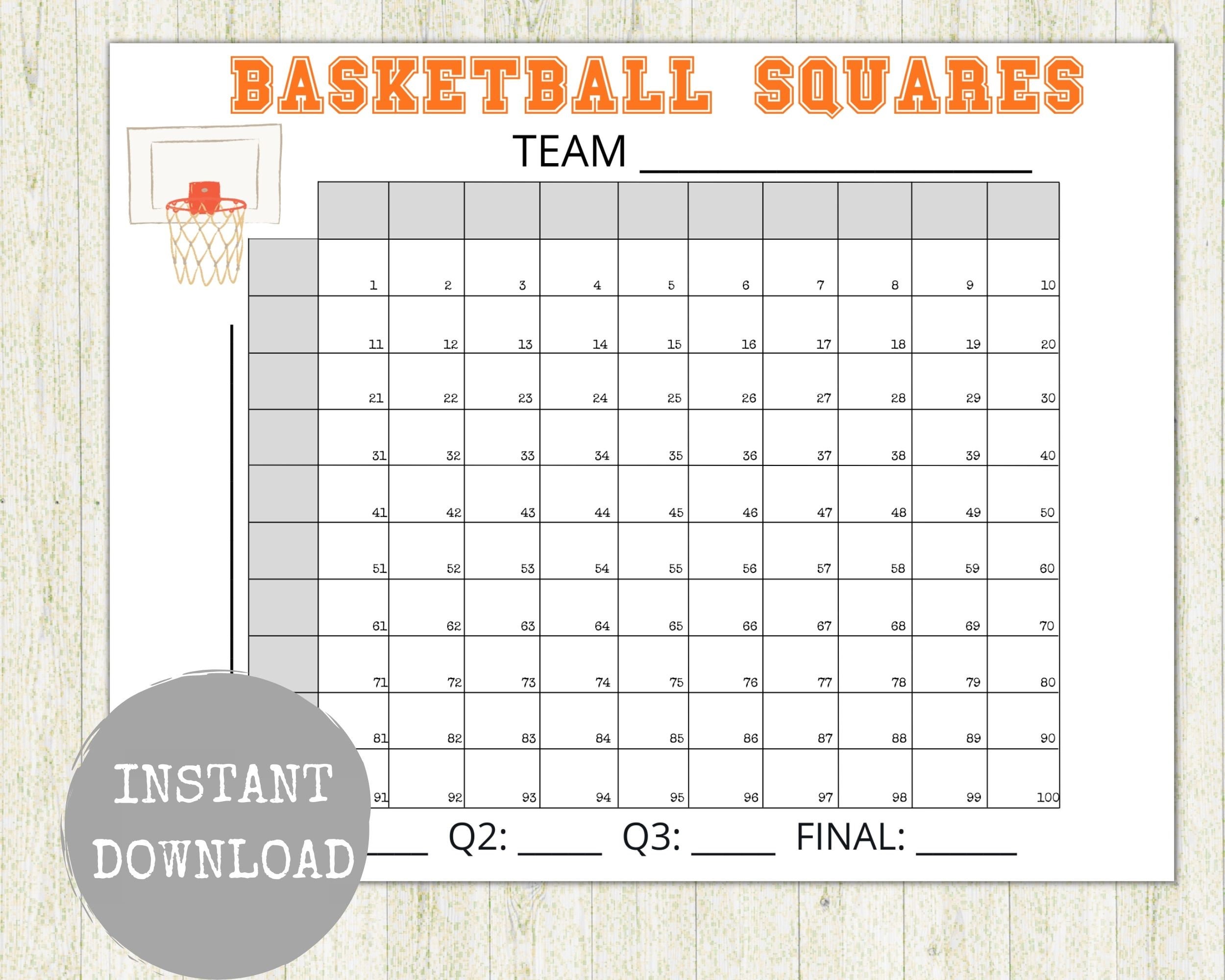 Basketball Squares Game Madness Squares Basketball Etsy Basketball Squares Game Madness Squares Basketball Etsy