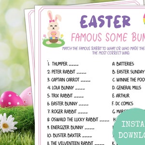 Easter Famous Some Bunny Game, Printable Easter Party Games, Fun Easter ...