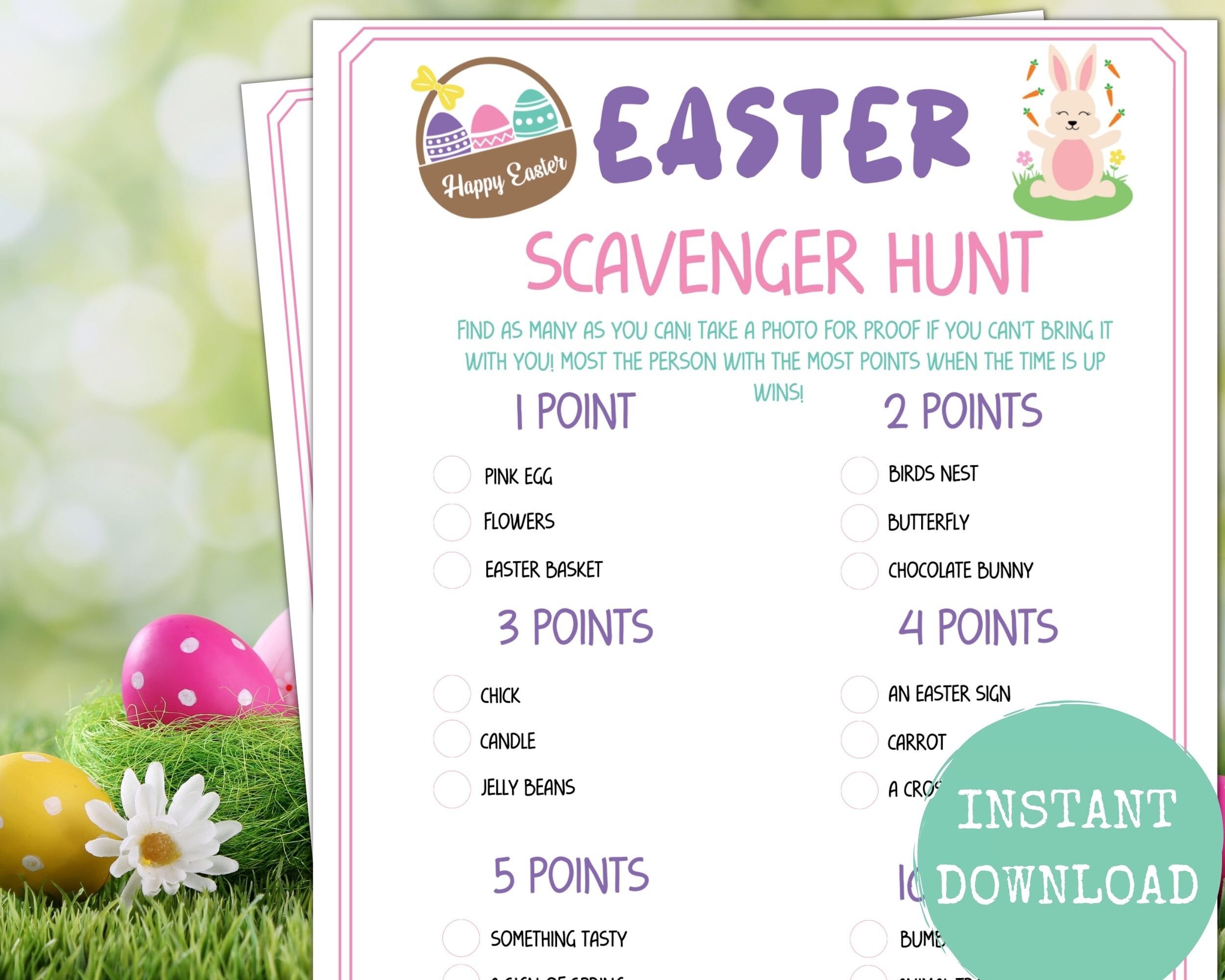 Easter Scavenger Hunt, Fun Party Games, Fun Easter Activity , Printable ...
