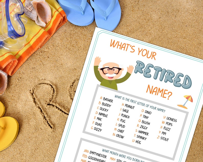 Retirement What's Your Retired Name Game, Fun Retirement Party Games ...