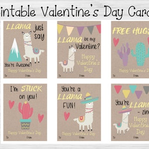 Printable Llama Valentines Day Card, Valentines Card for Kids, Llama ...