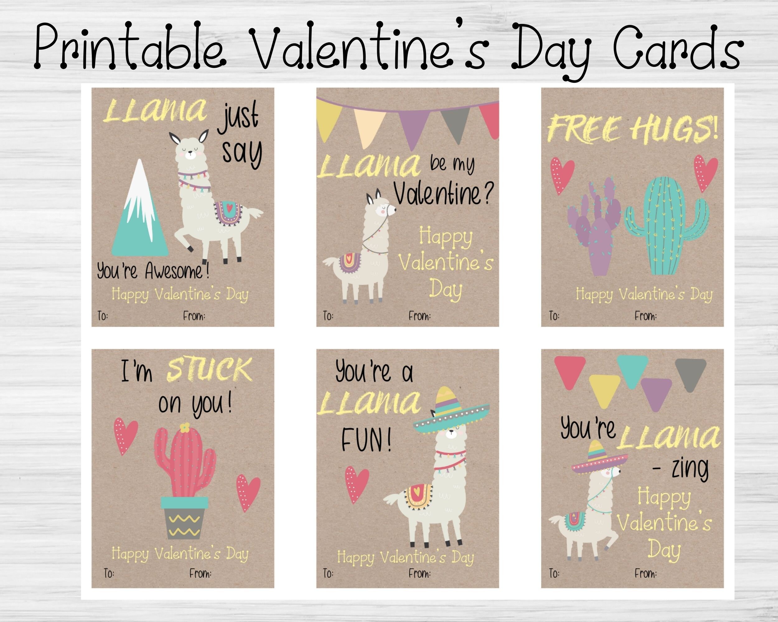 Printable Llama Valentines Day Card, Valentines Card for Kids, Llama ...