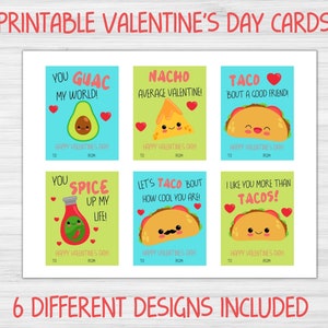 Printable Taco Valentine's Day Cards, Valentines Card for Kids, Taco ...