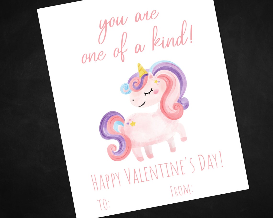 Printable Unicorn Valentine's Day Cards, Valentines Card for Kids ...