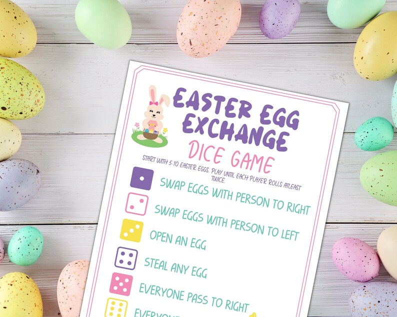 Easter Egg Exchange Dice Game, Easter Activities for Kids, Kids Easter ...