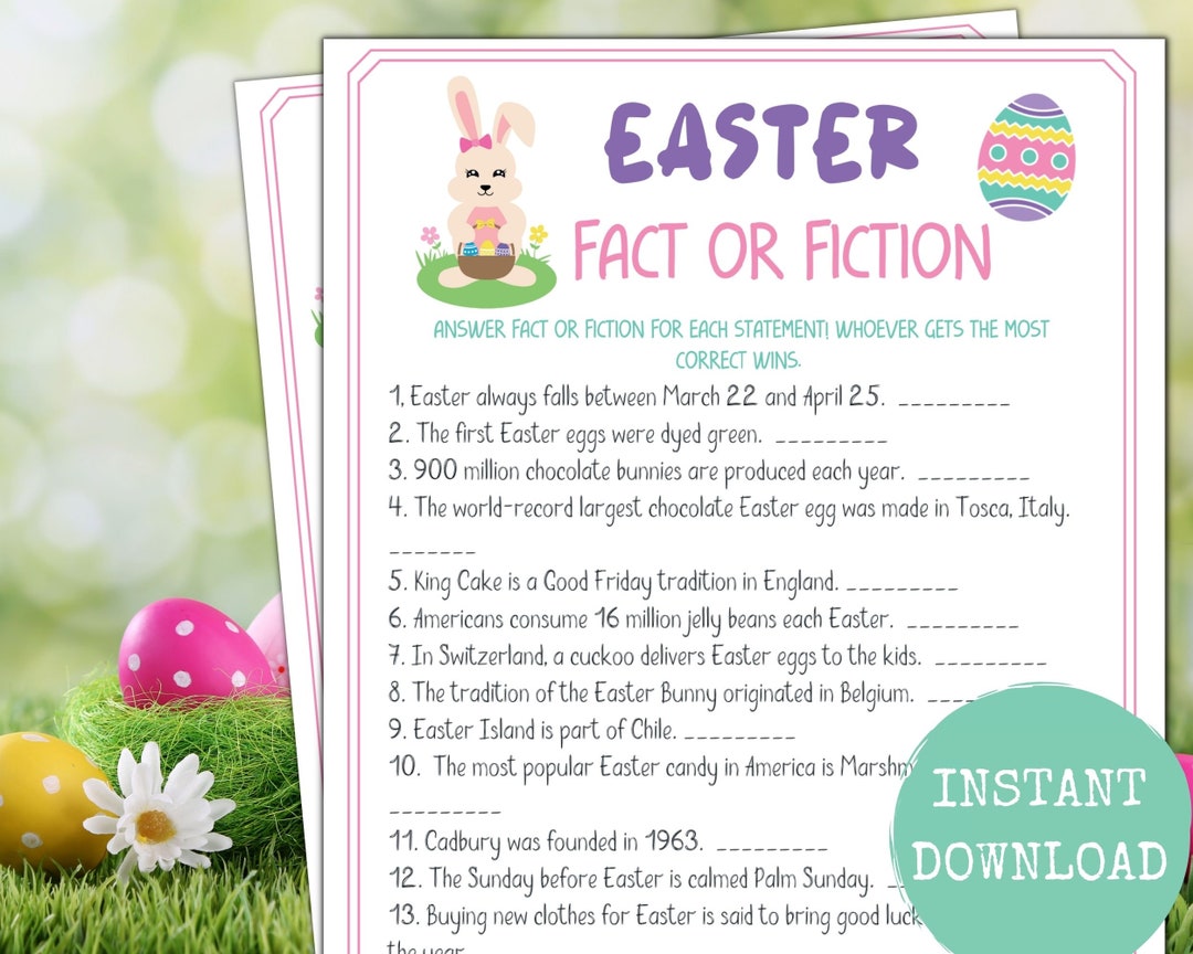 Easter Fact or Fiction Game, Easter Party Game, Printable Easter Games ...