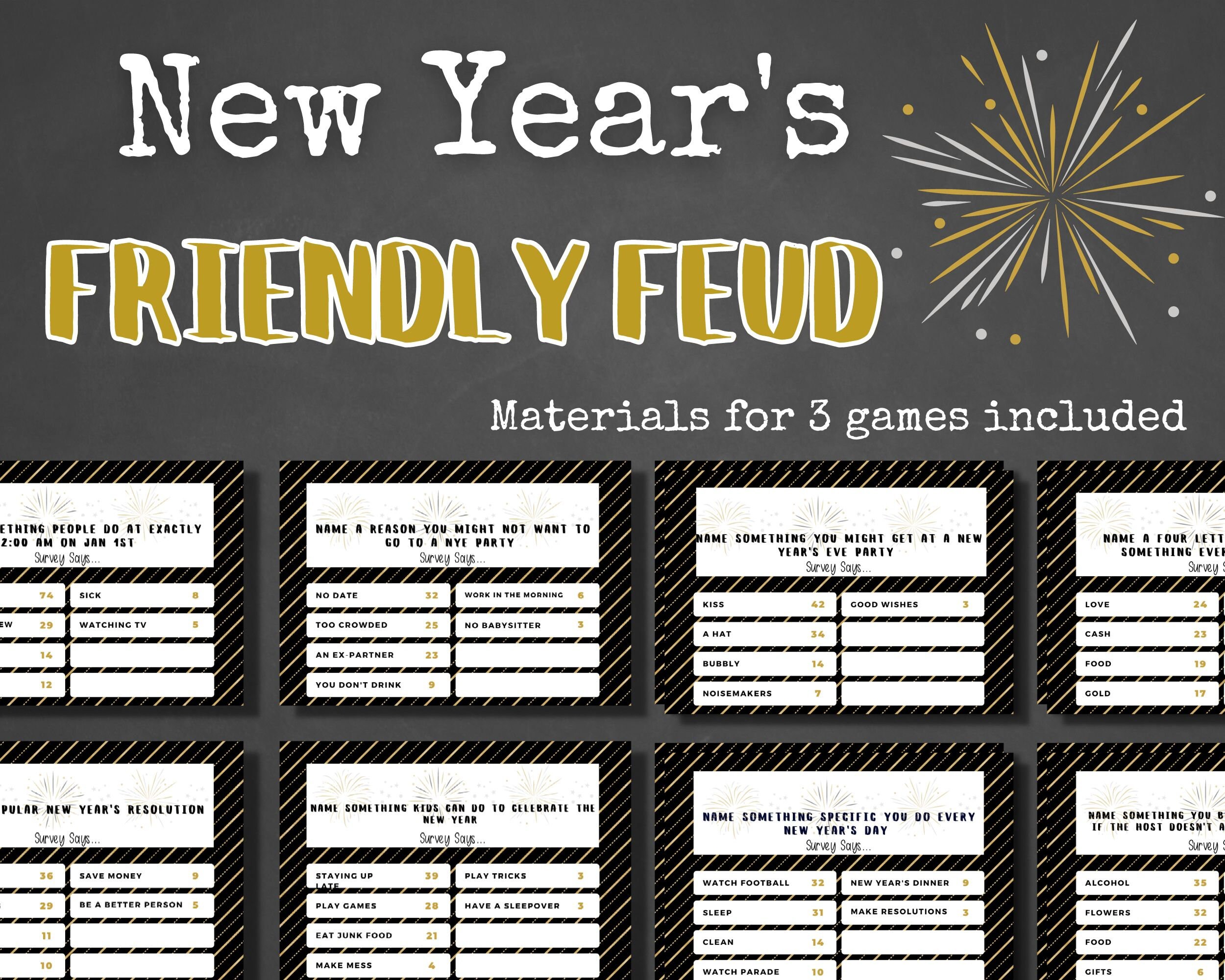 New Years Eve Friendly Feud Game, Family Feud Quiz, NYE Family Game ...
