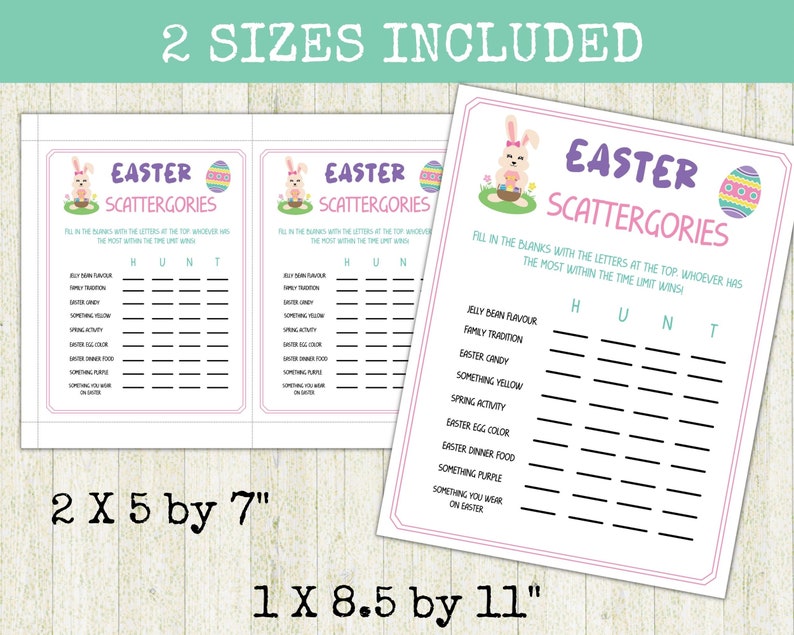 Easter Scattergories Game, Easter Themed Party, Printable Easter Games ...