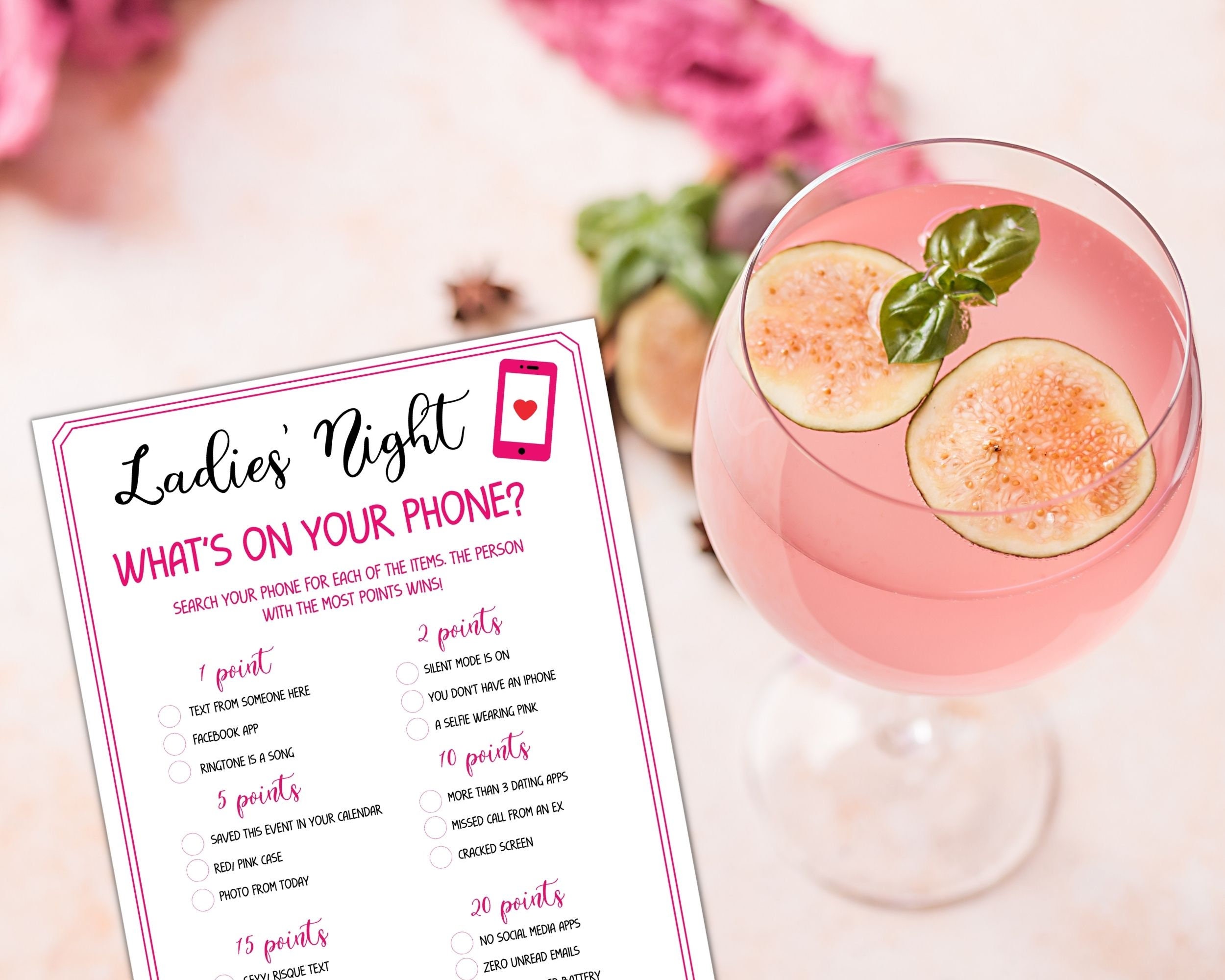 Ladies Night What's on Your Phone, Fun Party Games, Girl Night Out ...