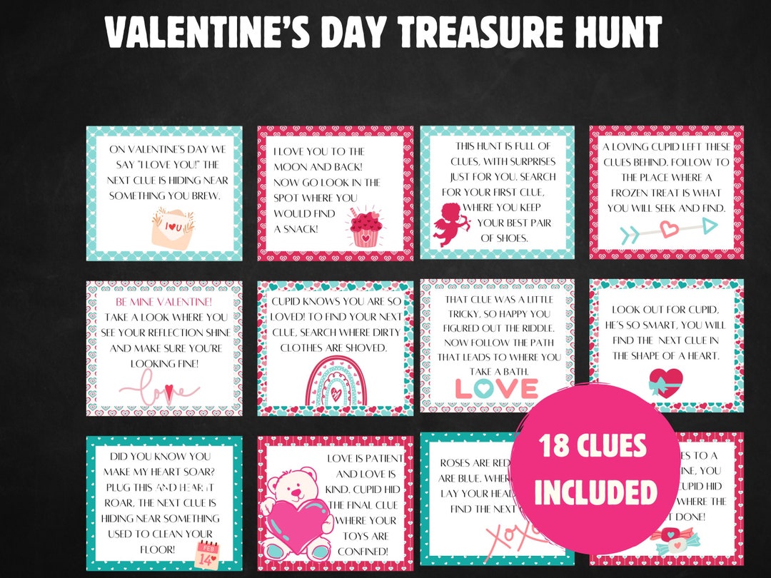 Valentine's Day Treasure Hunt, Valentine's Day Fun, Scavenger Hunt ...