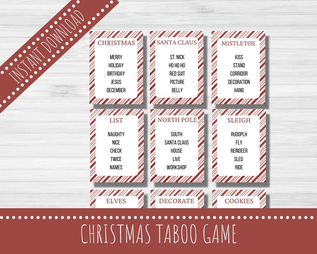 Christmas Taboo Game, Trivia Guessing Game, Christmas Games, Family ...