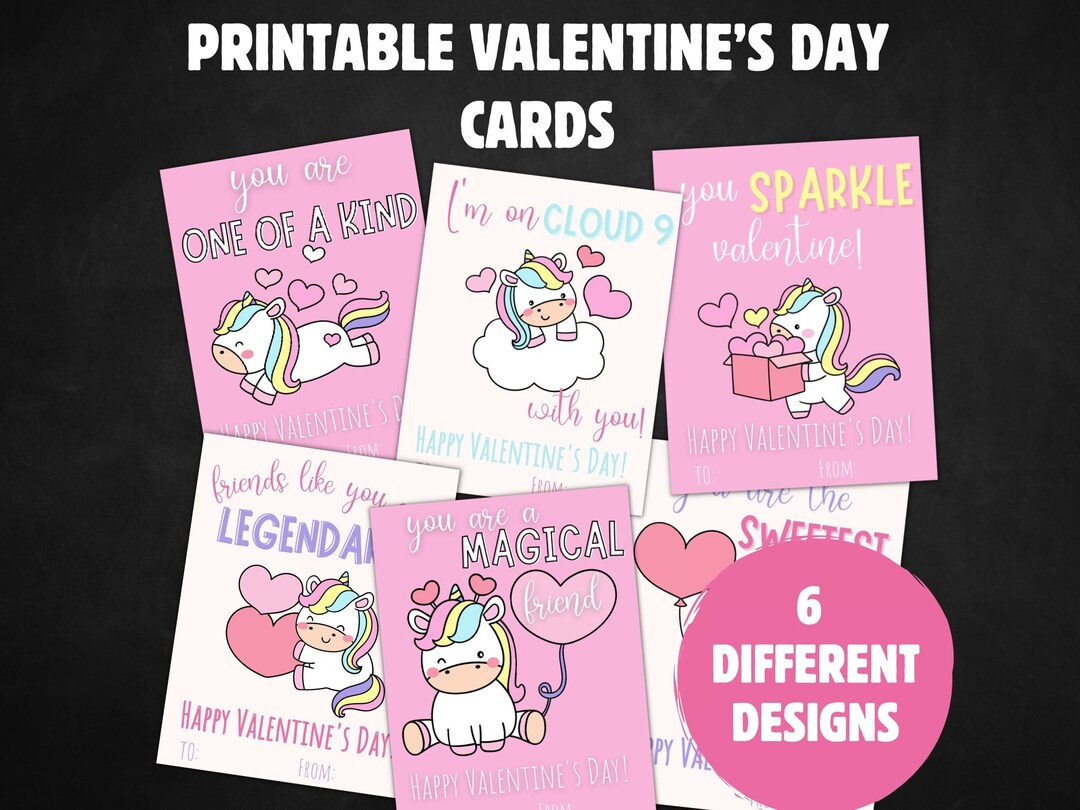 Printable Unicornvalentine's Day Cards, Valentines Card for Kids ...