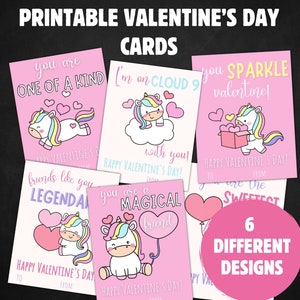Printable Unicornvalentine's Day Cards, Valentines Card for Kids ...