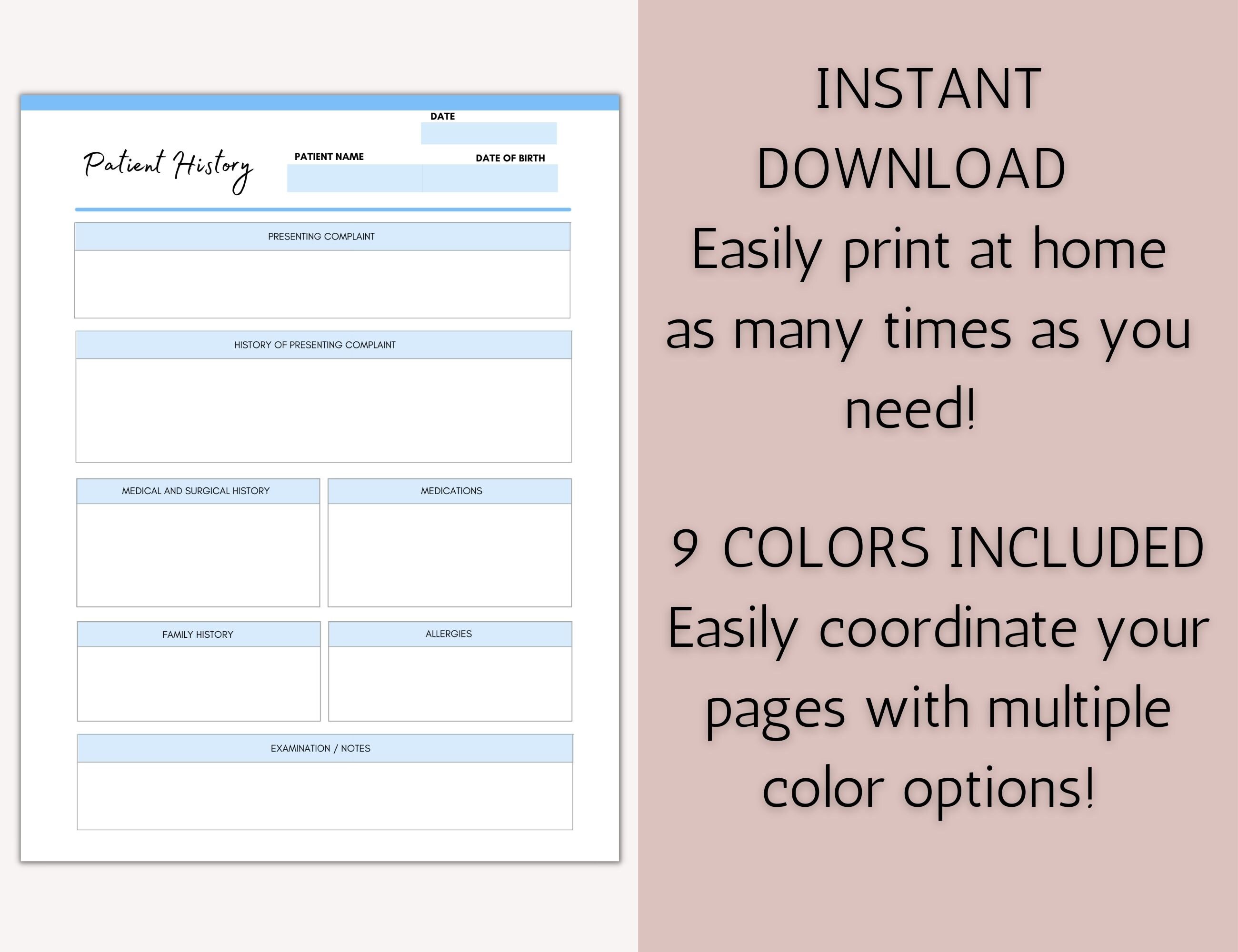 Printable Nursing Patient History, Nursing Patient History Sheet ...