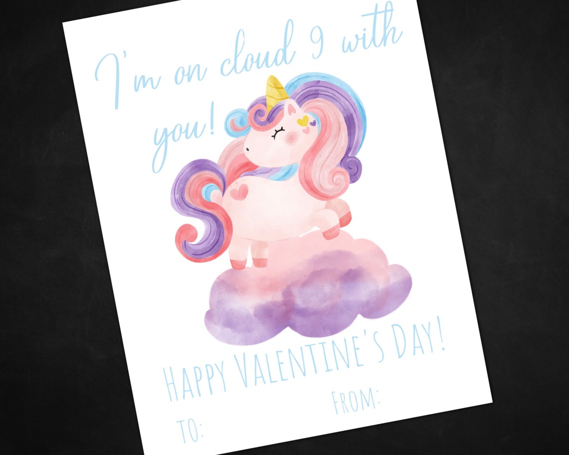 Printable Unicorn Valentine's Day Cards, Valentines Card for Kids ...