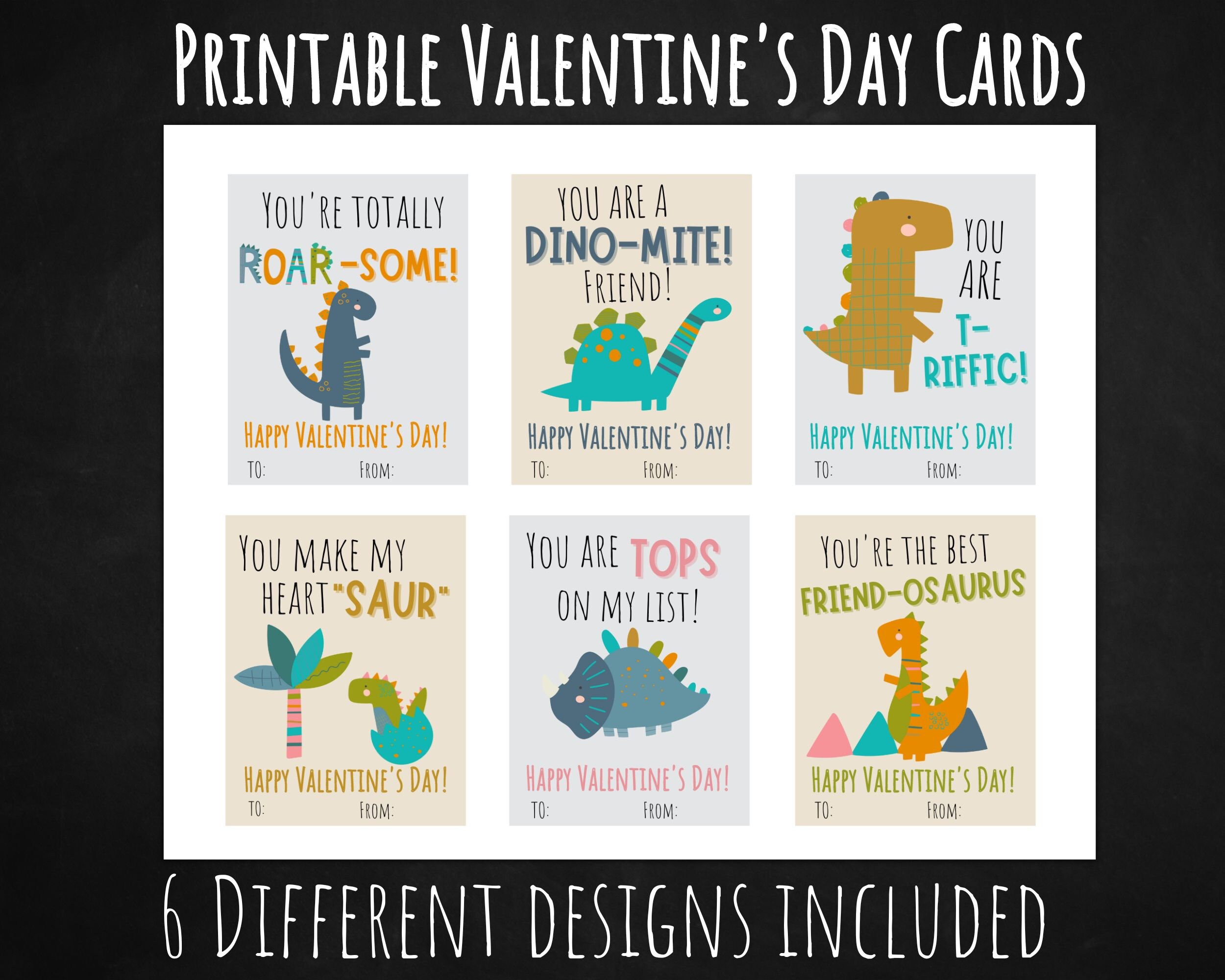 Printable Dinosaur Valentine's Day Cards, Valentines Card for Kids ...