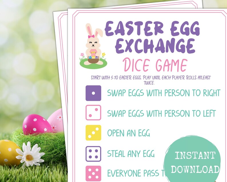 Easter Egg Exchange Dice Game, Easter Activities for Kids, Kids Easter ...