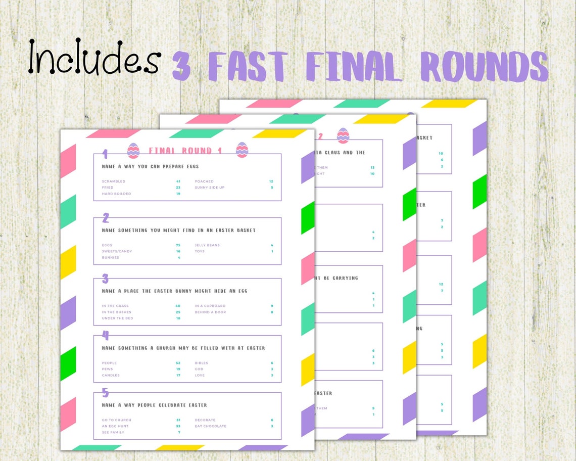 Easter Friendly Feud Game, Feud Trivia Quiz, Easter Family Game Night ...