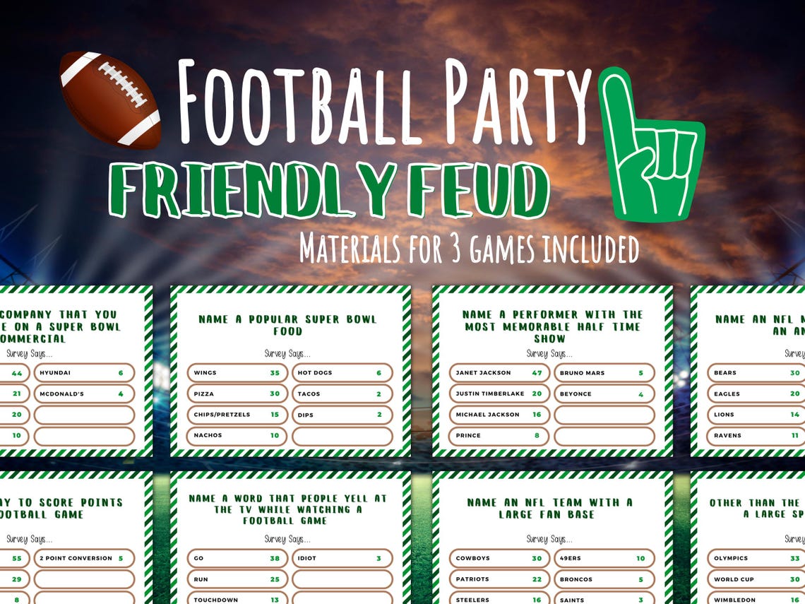The Big Game Friendly Feud, Football Party Friendly Feud, Sunday ...