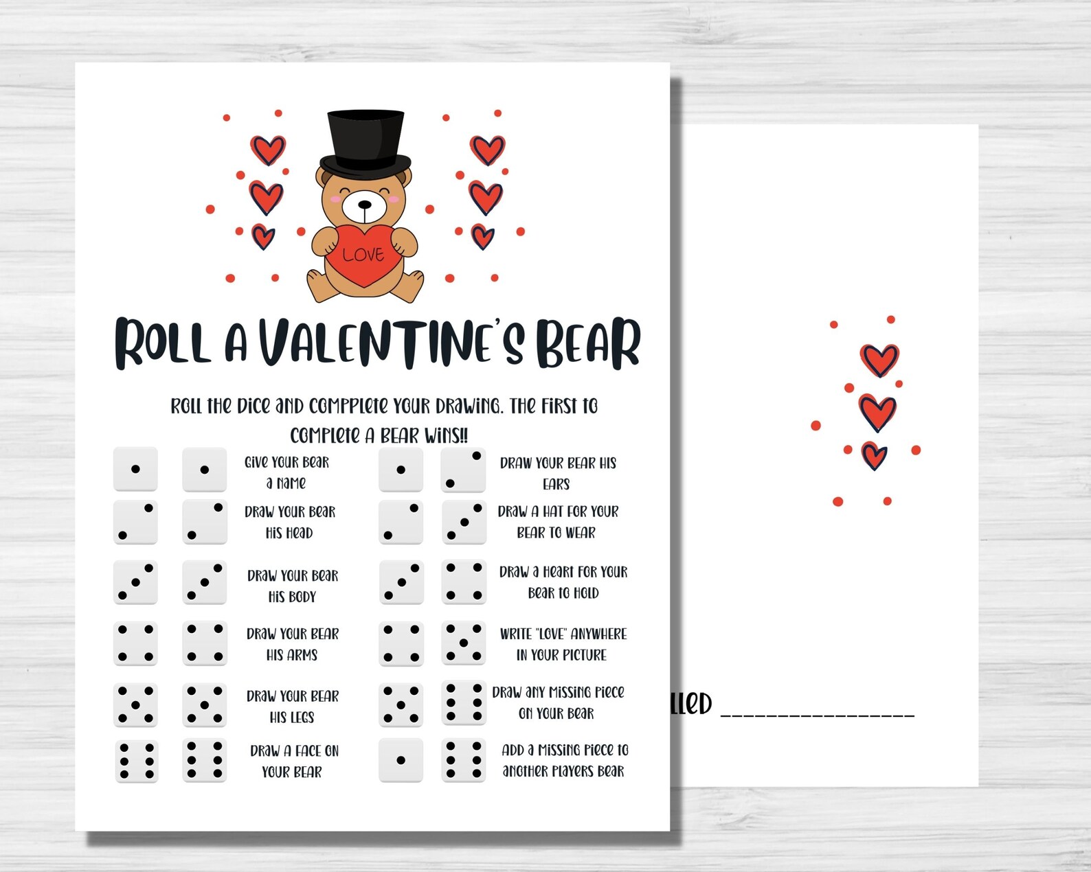 Roll A Dice Game, Valentines Dice Game, Family Valentines Activity ...