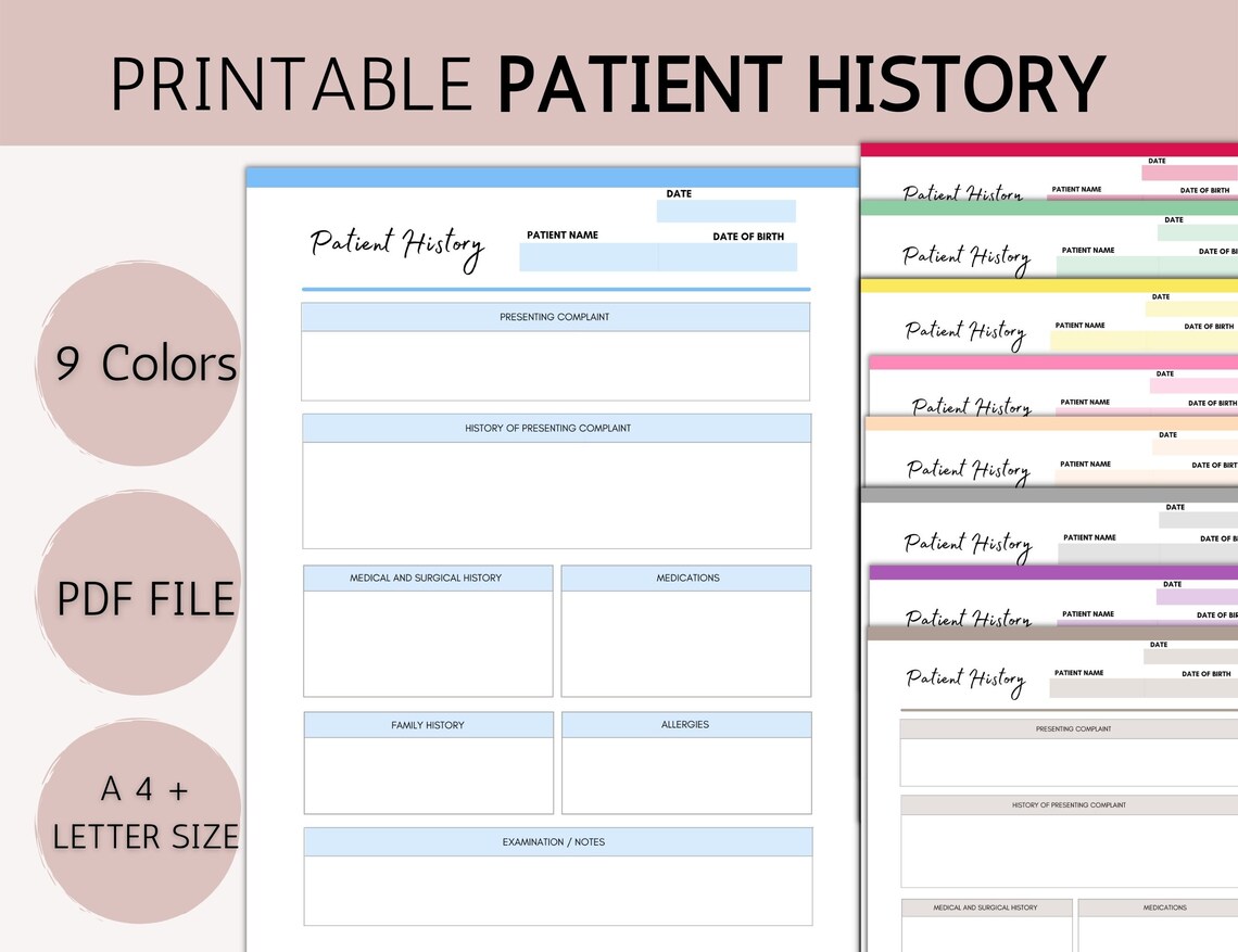 Printable Nursing Patient History Nursing Patient History - Etsy